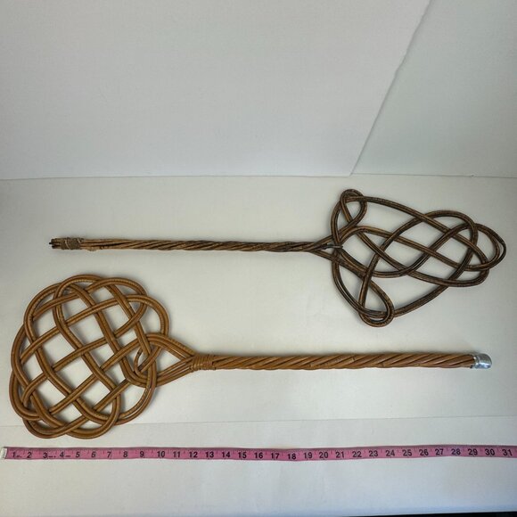 unbranded | Accents | 2 Vtg Rug Carpet Beater Whip Rattan Palm Brown ...
